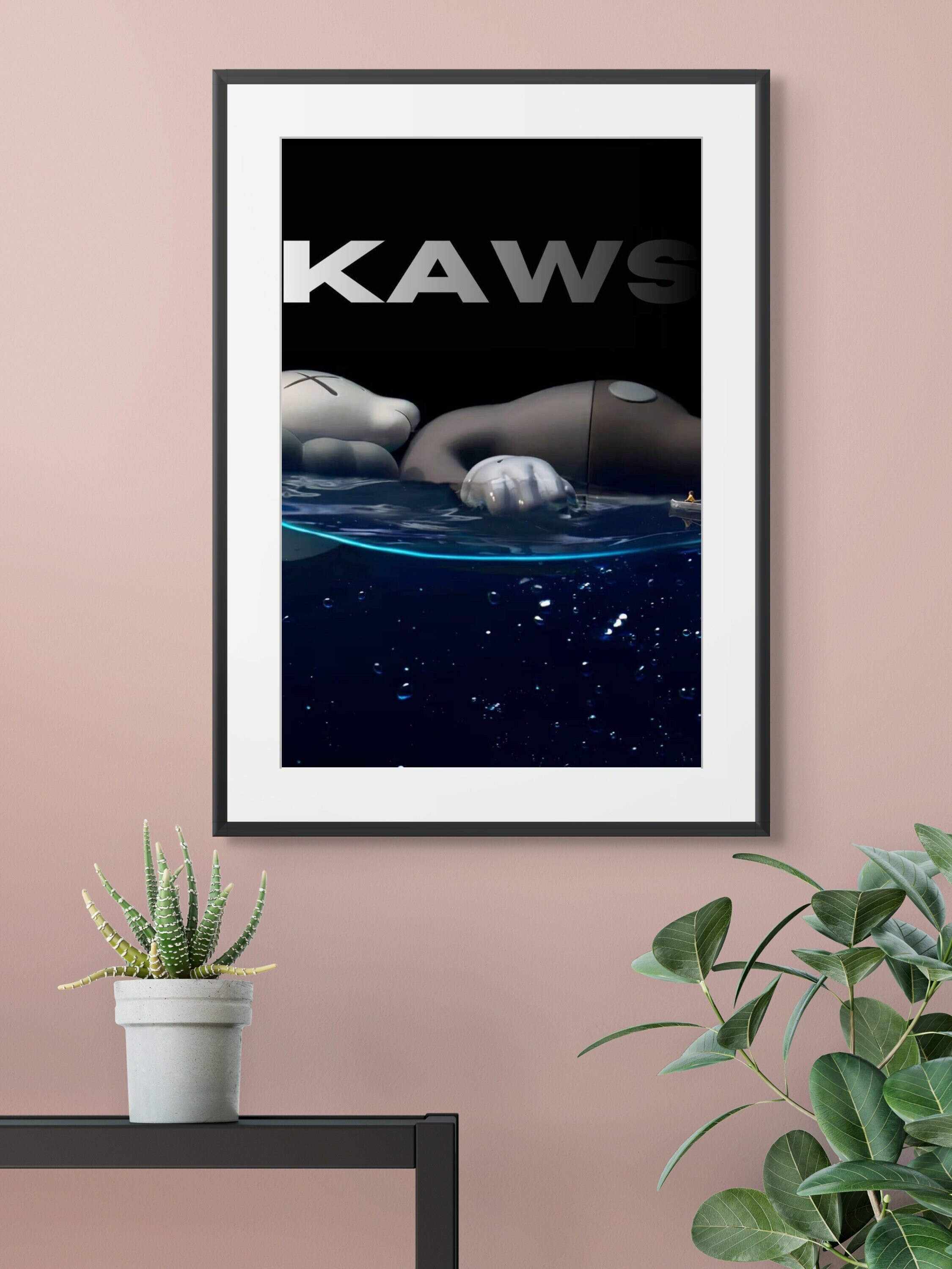 Floating Kaws Figure Poster Toys, Printable Wall Art Minimalist ...
