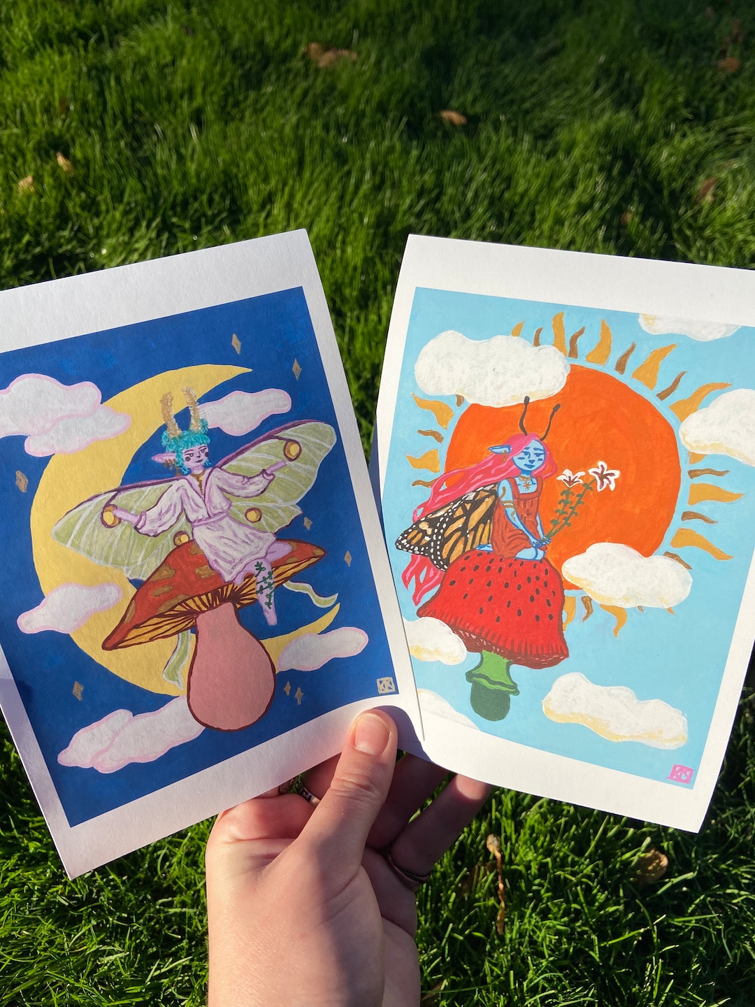 Sola the Sun Fairy and Luna the Moon Fairy Print/ Fairy Art / Celestial ...