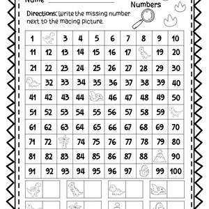 100 Chart Fill in the Missing Numbers numbers 1 to 100 Printable Math ...
