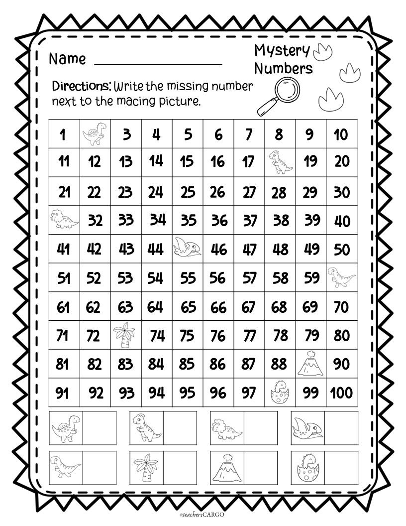 100 Chart Fill in the Missing Numbers numbers 1 to 100 Printable Math ...