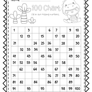 100 Chart Fill in the Missing Numbers numbers 1 to 100 Printable Math ...