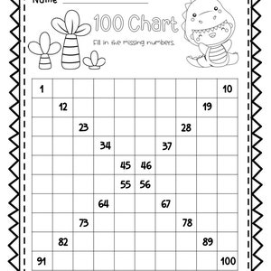100 Chart Fill in the Missing Numbers numbers 1 to 100 Printable Math ...