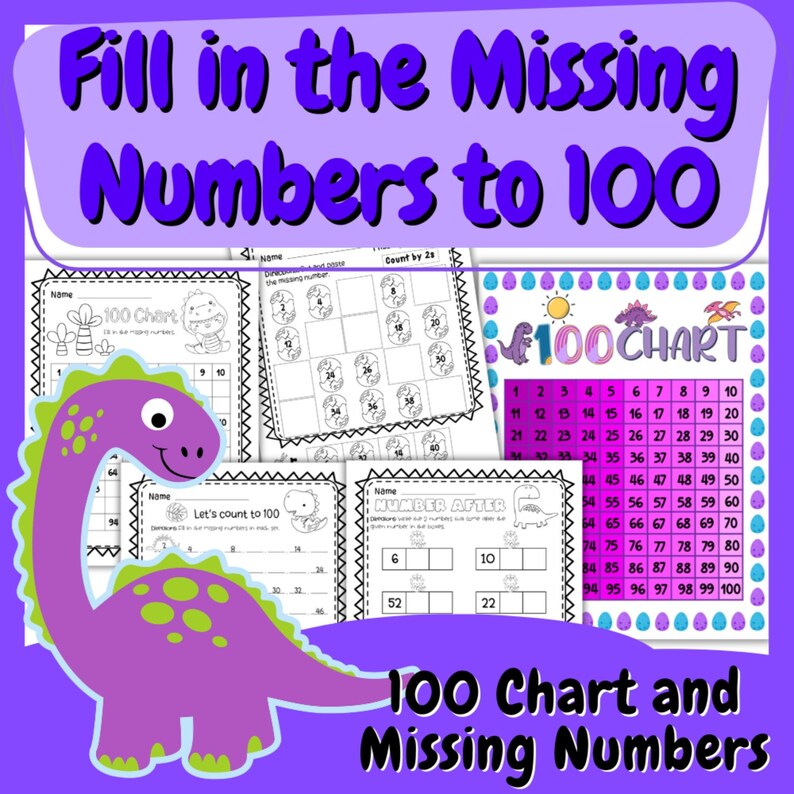 100 Chart Fill in the Missing Numbers numbers 1 to 100 Printable Math ...
