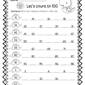 100 Chart Fill in the Missing Numbers numbers 1 to 100 Printable Math ...