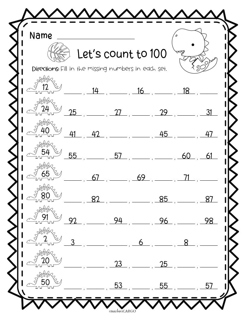 100 Chart Fill in the Missing Numbers numbers 1 to 100 Printable Math ...
