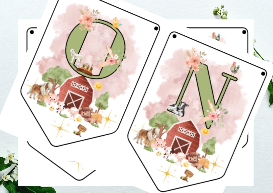 Printable Farm Animal Party Banner Editable Barnyard Bunting for Kids ...