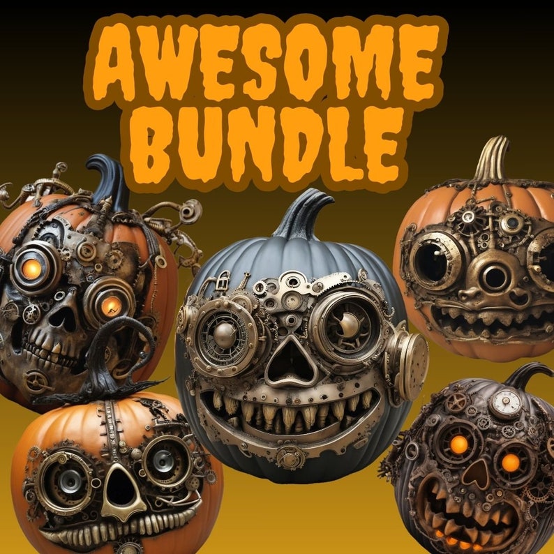 Steampunk Halloween Pumpkin Digital Art Bundle Part 2 - Instant ...