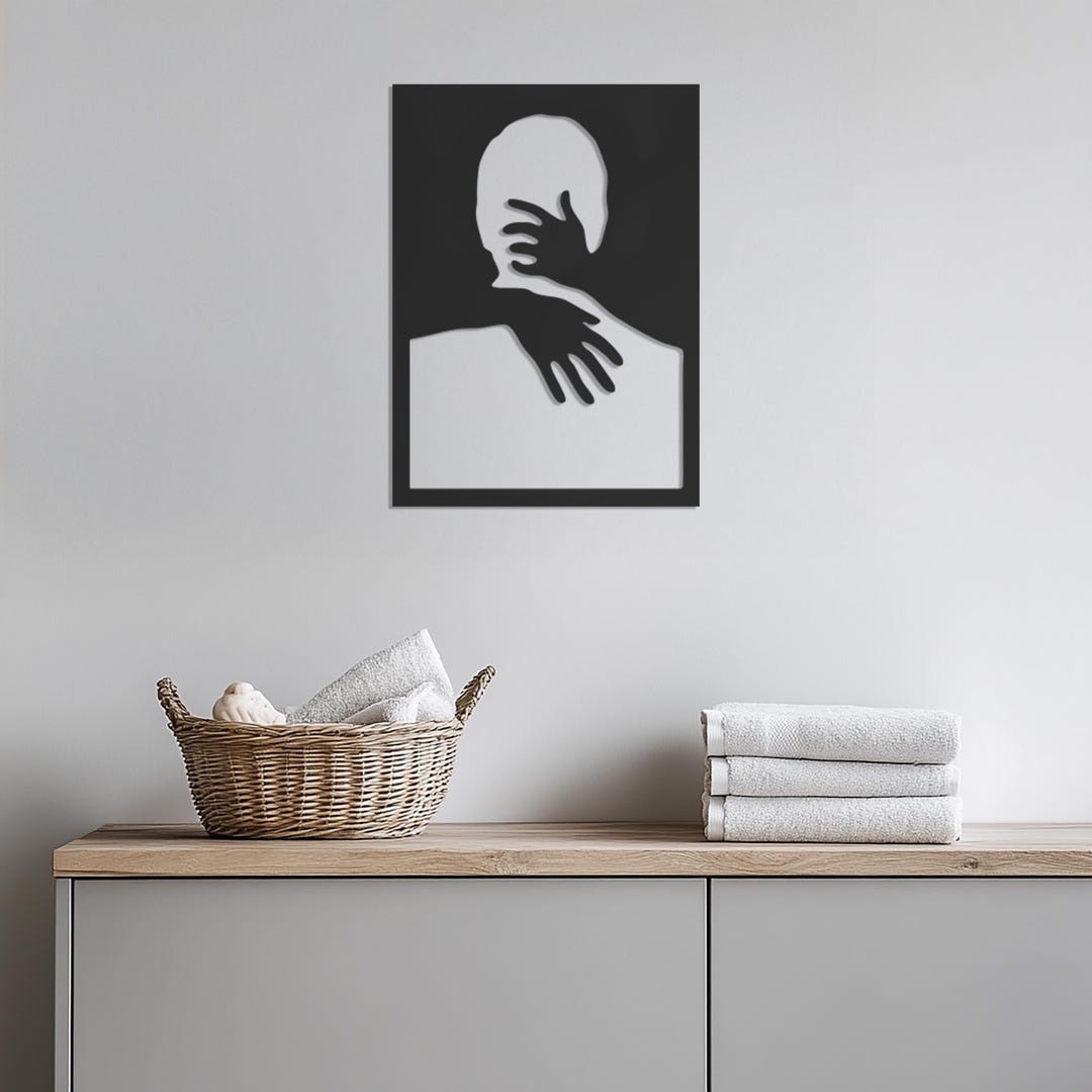 Modern Abstract Hug Metal Wall Art, Emotional Embrace Silhouette ...