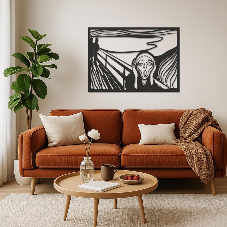 The Scream Inspired Metal Wall Art – Edvard Munch Style Abstract ...