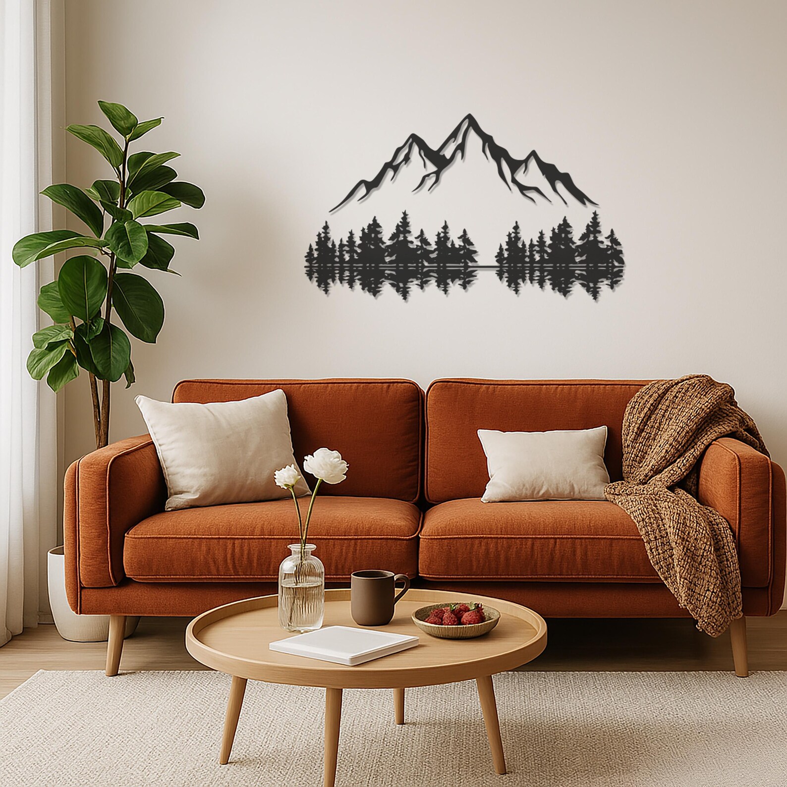 Mountain Forest Wall Art, Nature Landscape Metal Wall Decor, Cabin ...
