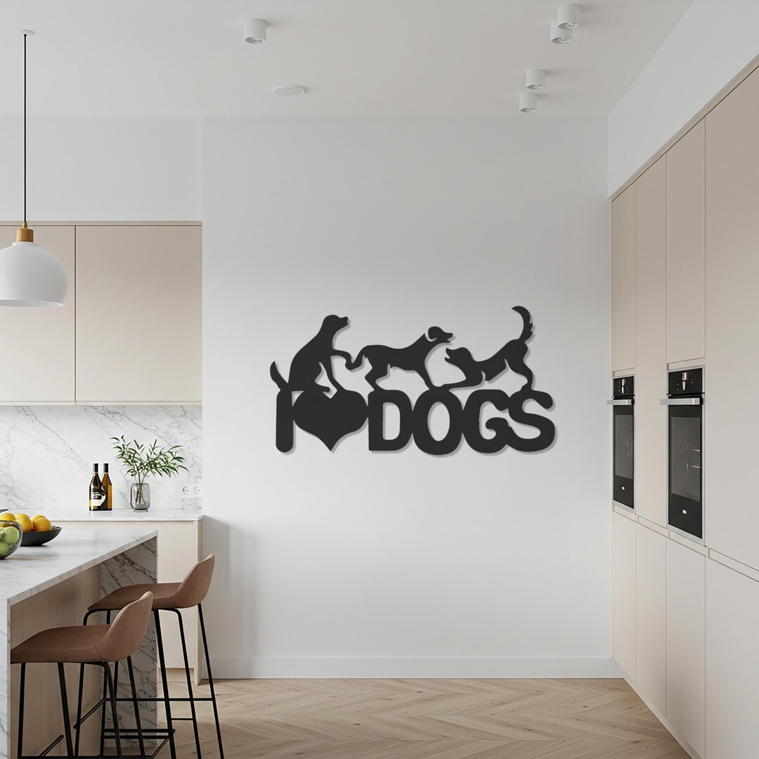 DOGS Metal Wall Sign, Custom Dog Silhouette Art, Pet Groomer Wall Decor ...