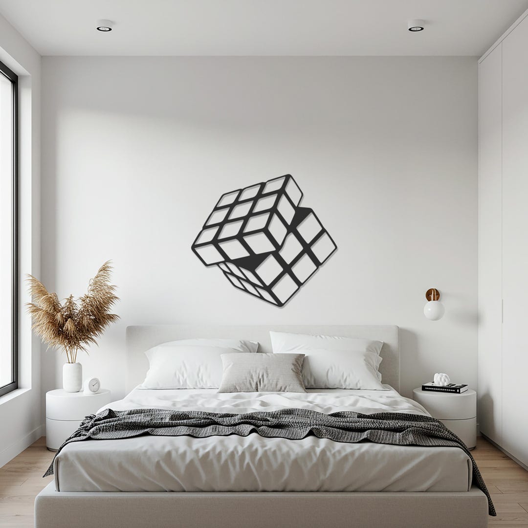 Rubik’s Cube Metal Wall Art, Geometric 3D Puzzle Decor, Modern ...