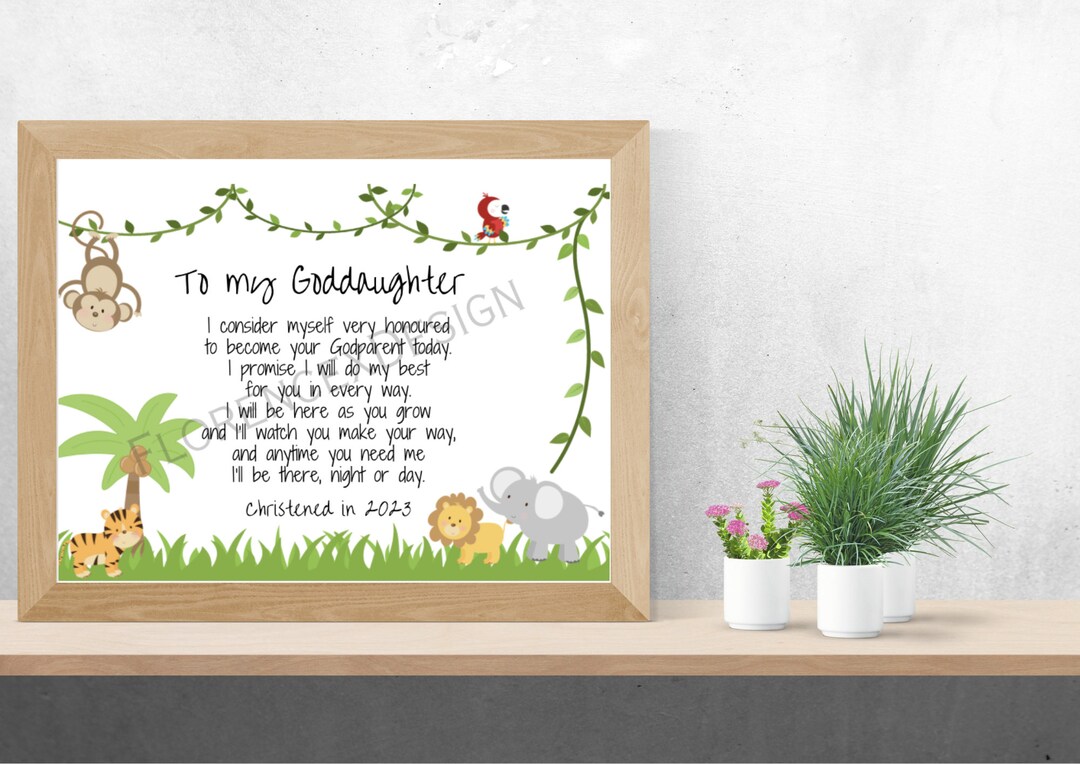 Safari Christening Printable Poem for Goddaughter - Etsy