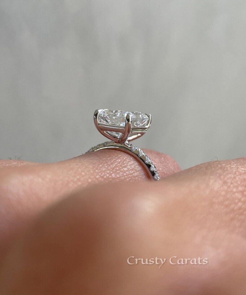 3 CT Crushed Iced Modified Radiant Cut Lab Grown Diamond Solitaire With ...