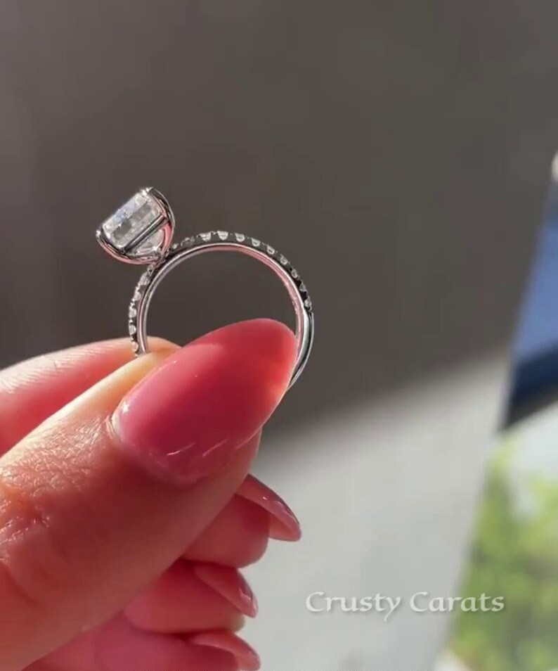 3 CT Crushed Iced Modified Radiant Cut Lab Grown Diamond Solitaire With ...