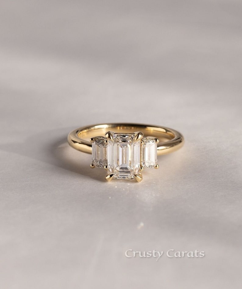 1.50 CT Emerald Cut Three Stone IGI/GIA Certified Lab Grown Diamond ...