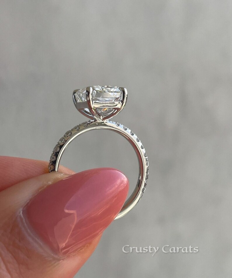 3 CT Crushed Iced Modified Radiant Cut Lab Grown Diamond Solitaire With ...