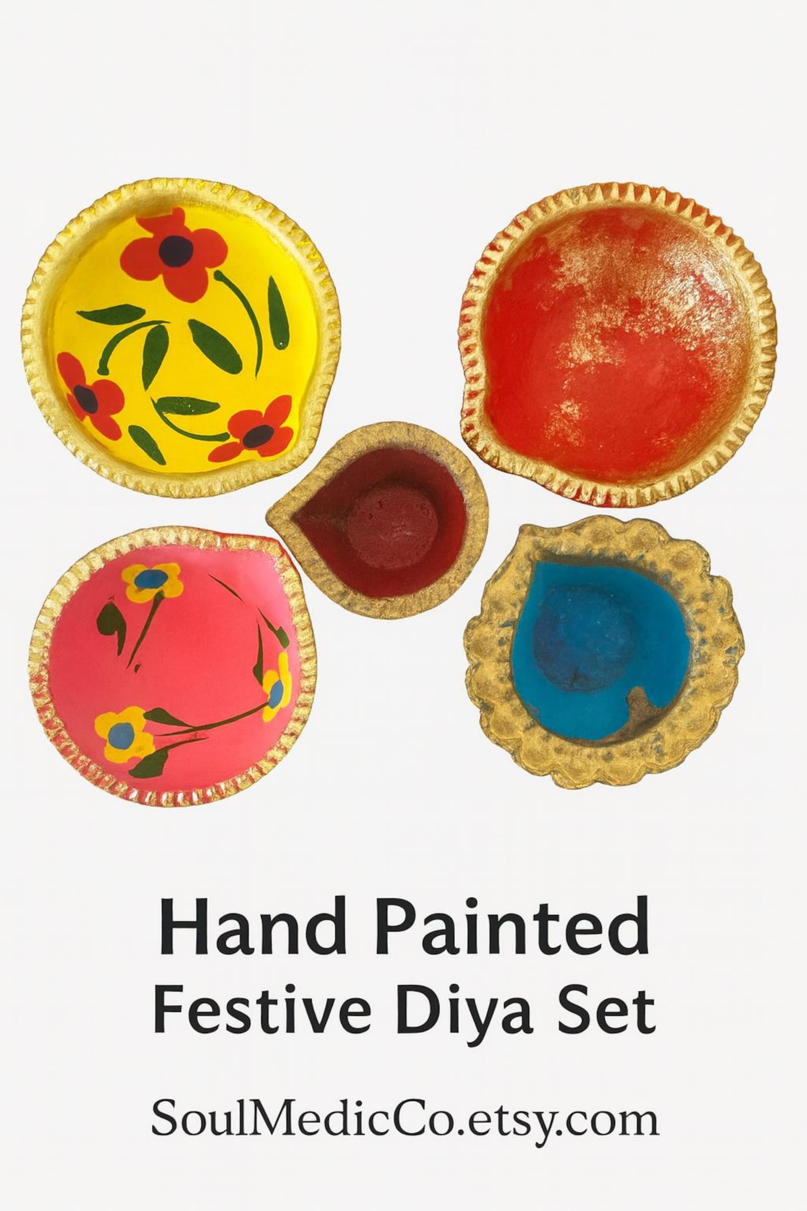 Handcrafted Clay Diya Set: Diwali Oil Lamps, Hand-painted & Plain - Etsy