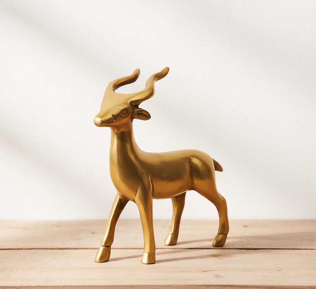 Small Brass Deer 3D Statue | Vastu Decorative Hiran Showpiece ...