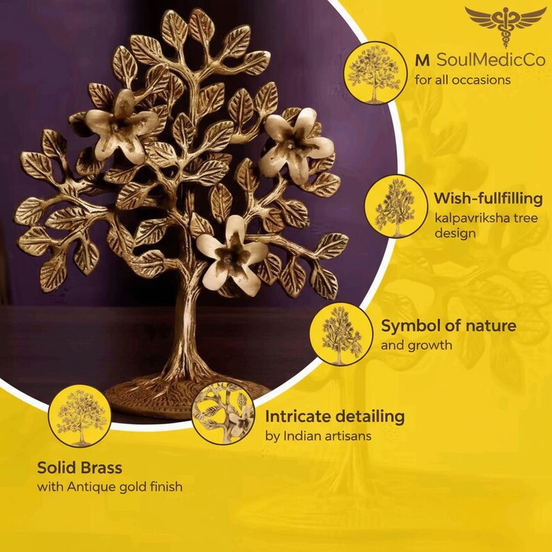 Brass Kalpavriksha Tree Showpiece | 100% Pure Brass Tree of Life ...