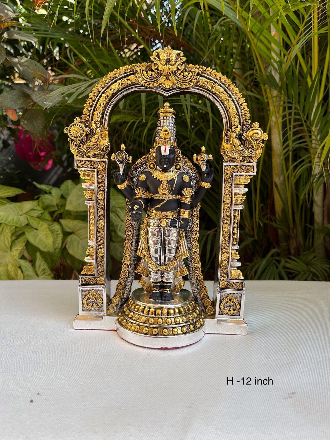 12 Inch Tirupati Balaji Idol: Gold & Silver Plated Maha Vishnu - Etsy
