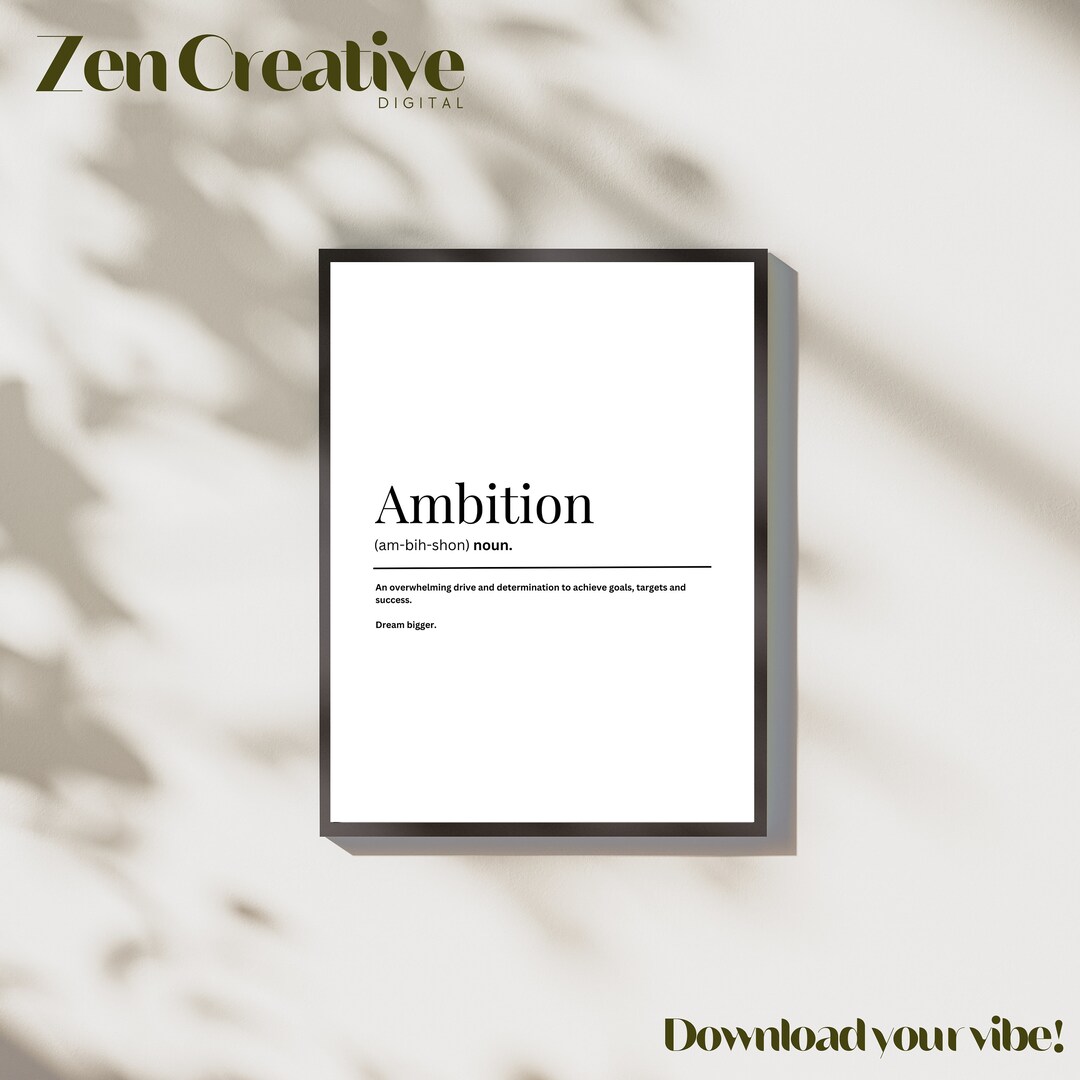Ambition Definition Print Instant Download Printable Wall Art Digital ...