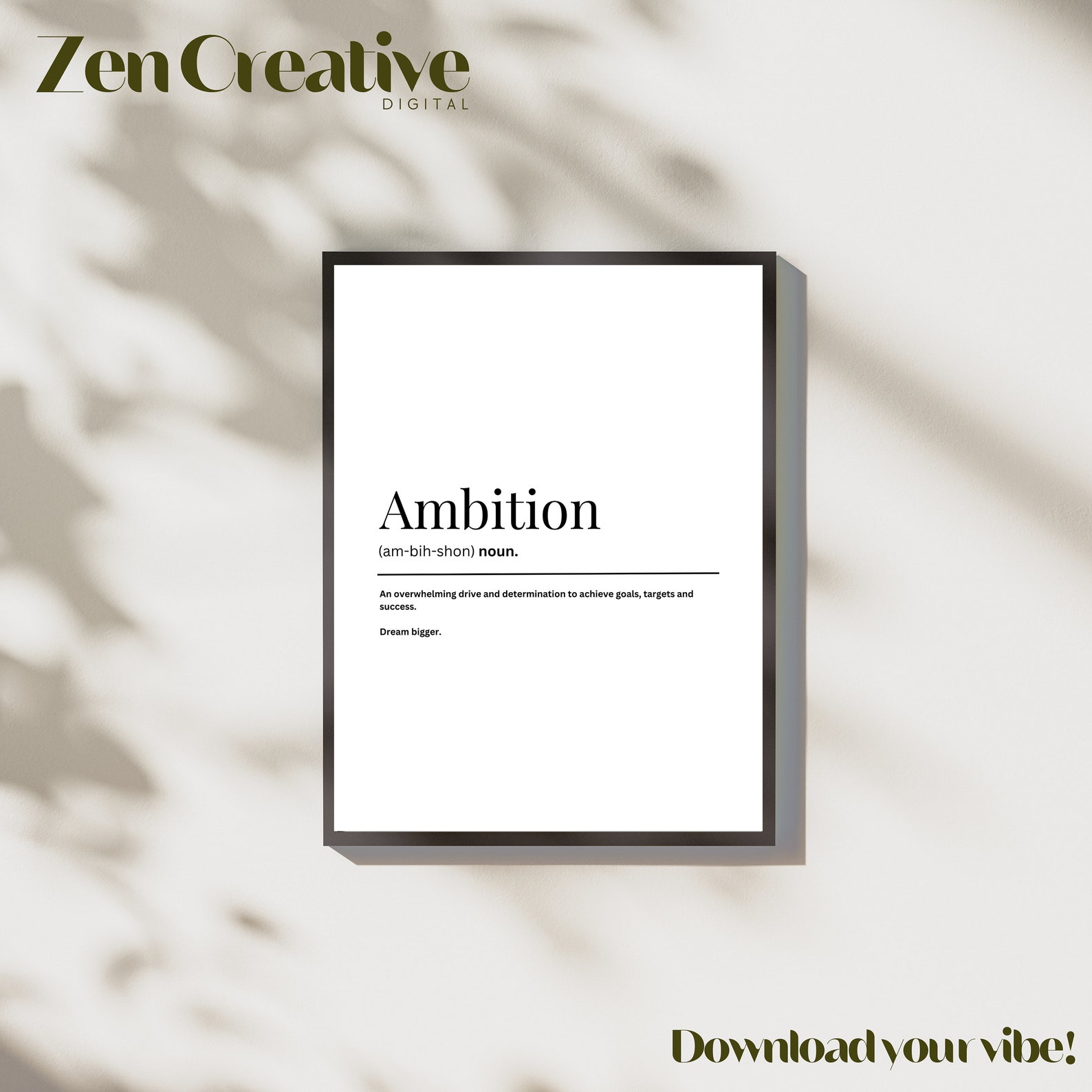 Ambition Definition Print Instant Download Printable Wall Art Digital ...