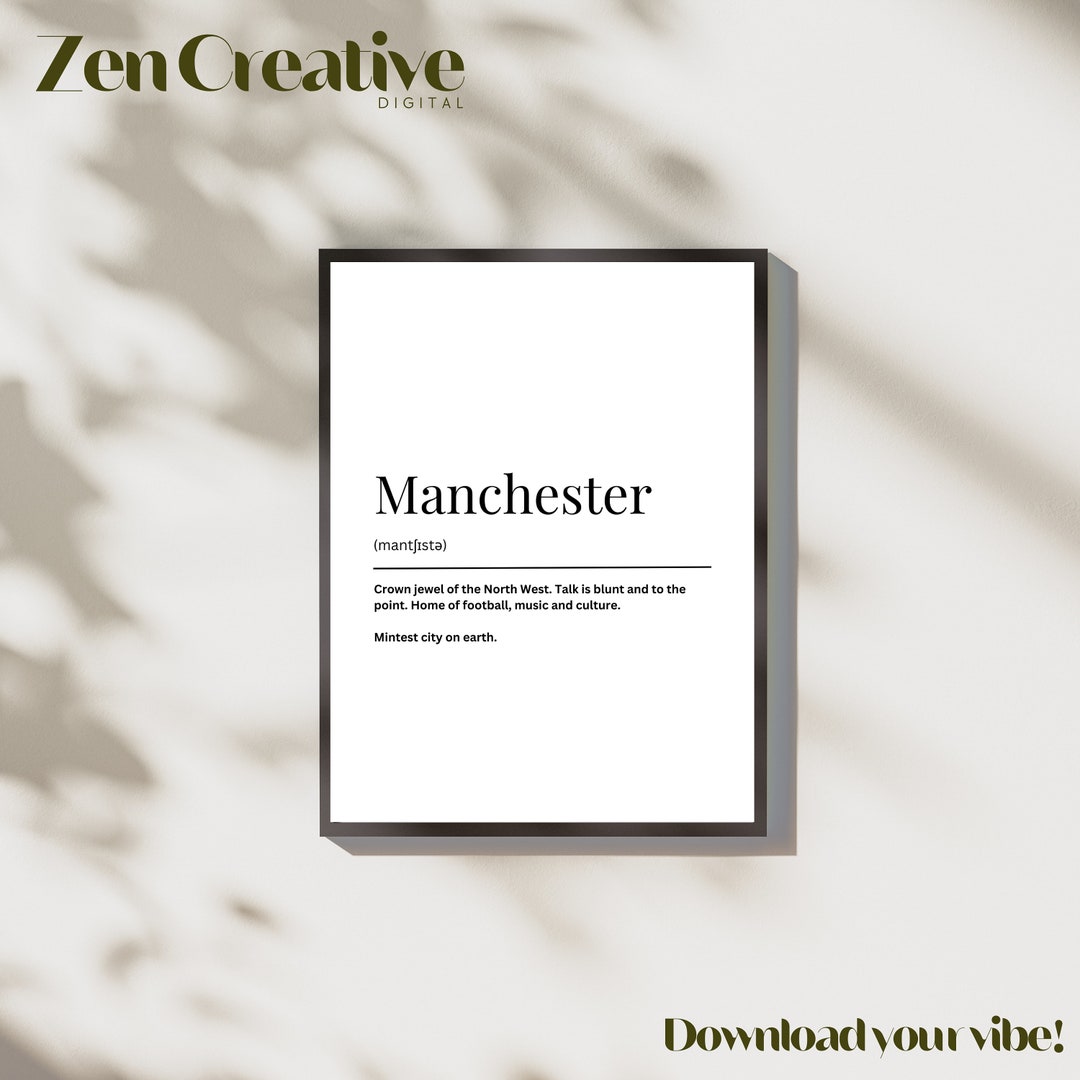 Manchester Definition Print Instant Download Printable Wall Art Digital ...