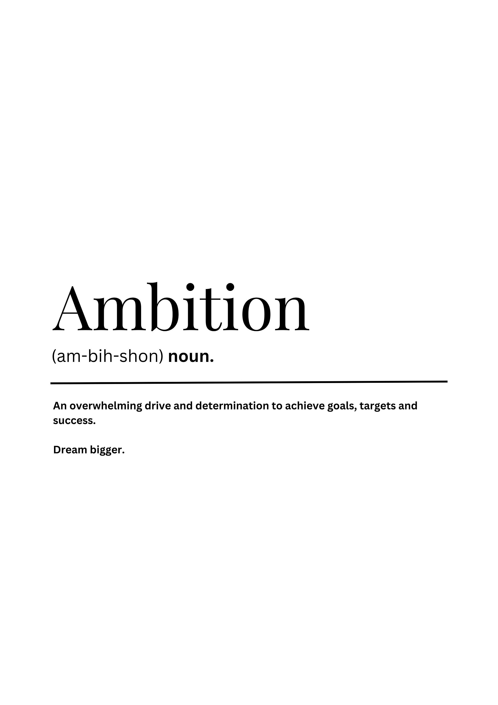 Ambition Definition Print Instant Download Printable Wall Art Digital ...