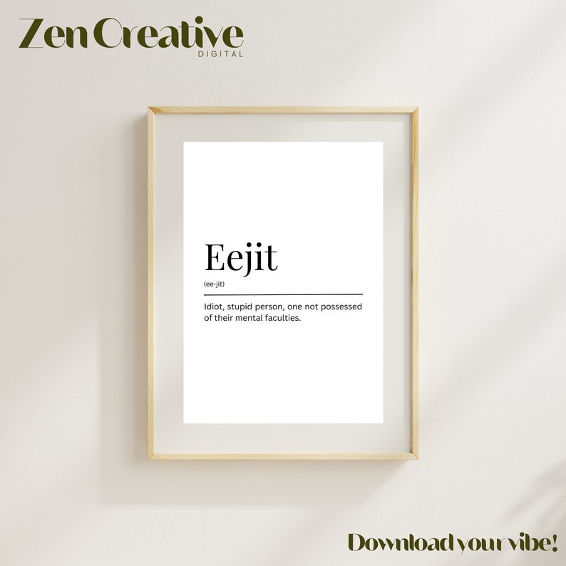 Irish Eejit Definition Print Instant Download Printable Wall Art ...