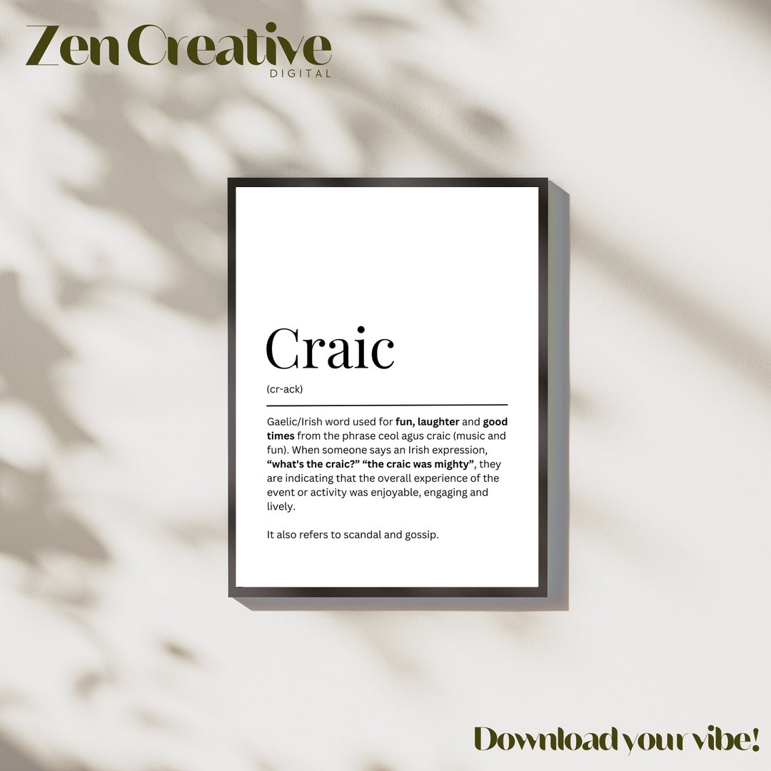 Craic Definition Print | Instant Download | Digital Download Print ...