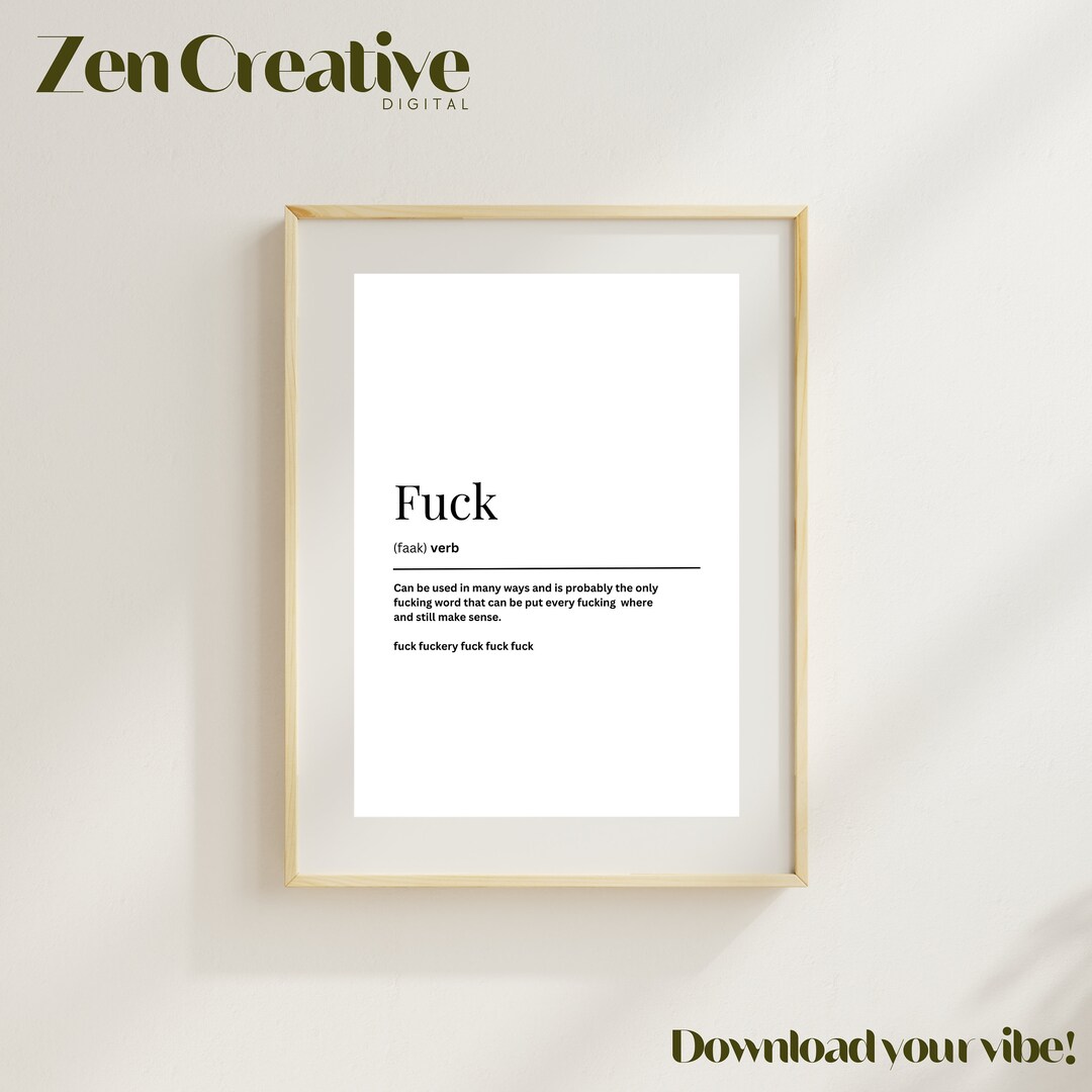 Fuck Definition Print Instant Download Printable Wall Art Digital ...