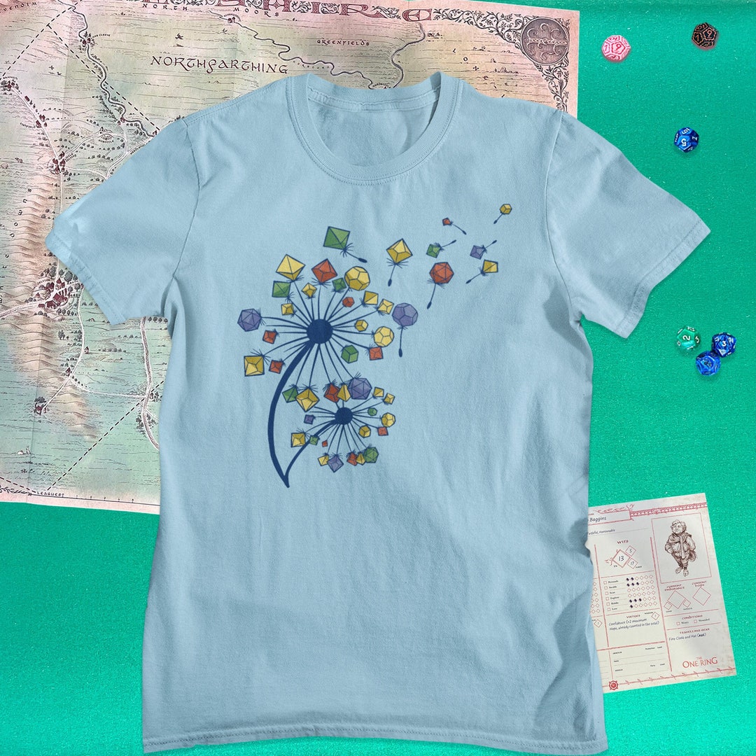 Dandelion Flower RPG Colored Dice Dungeons & Dragons T-shirt | Dnd ...