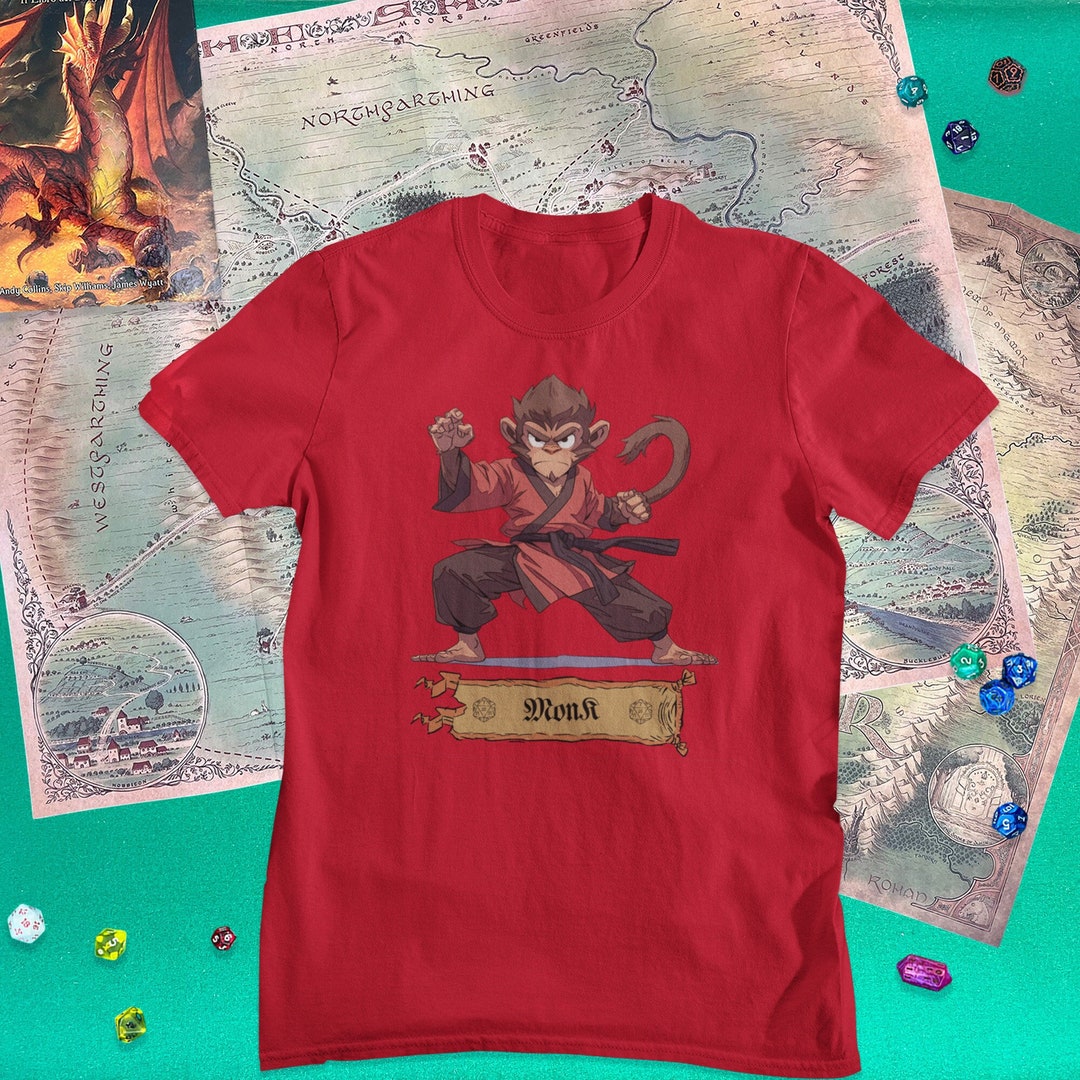 Monkey Monk Dnd Character Class Shirt Dungeons & Dragons T-shirt RPG ...
