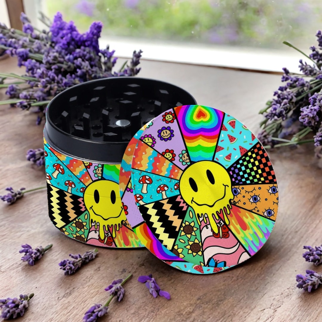 Colorful Smiley Grinder Cute Grinder With Catcher Girly - Etsy