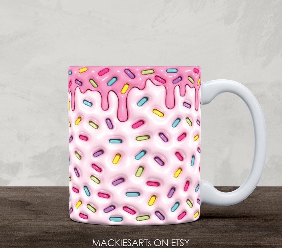 Inflated Sprinkle Mug Wrap Png 3D Mug Design Skinny - Etsy