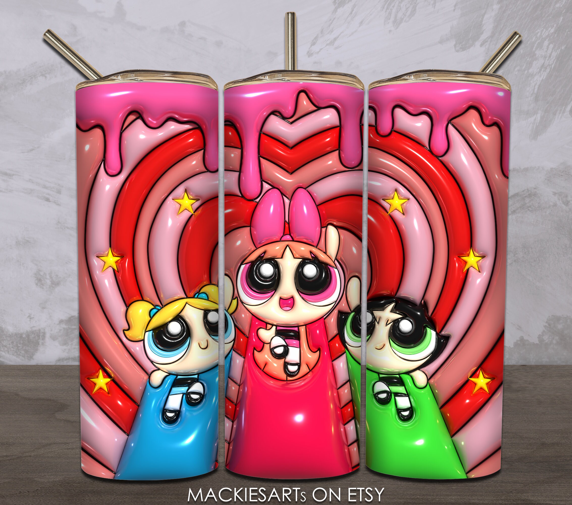3D Bubble Puff Puffy Girls Power Png Tumbler Wrap Design - Etsy