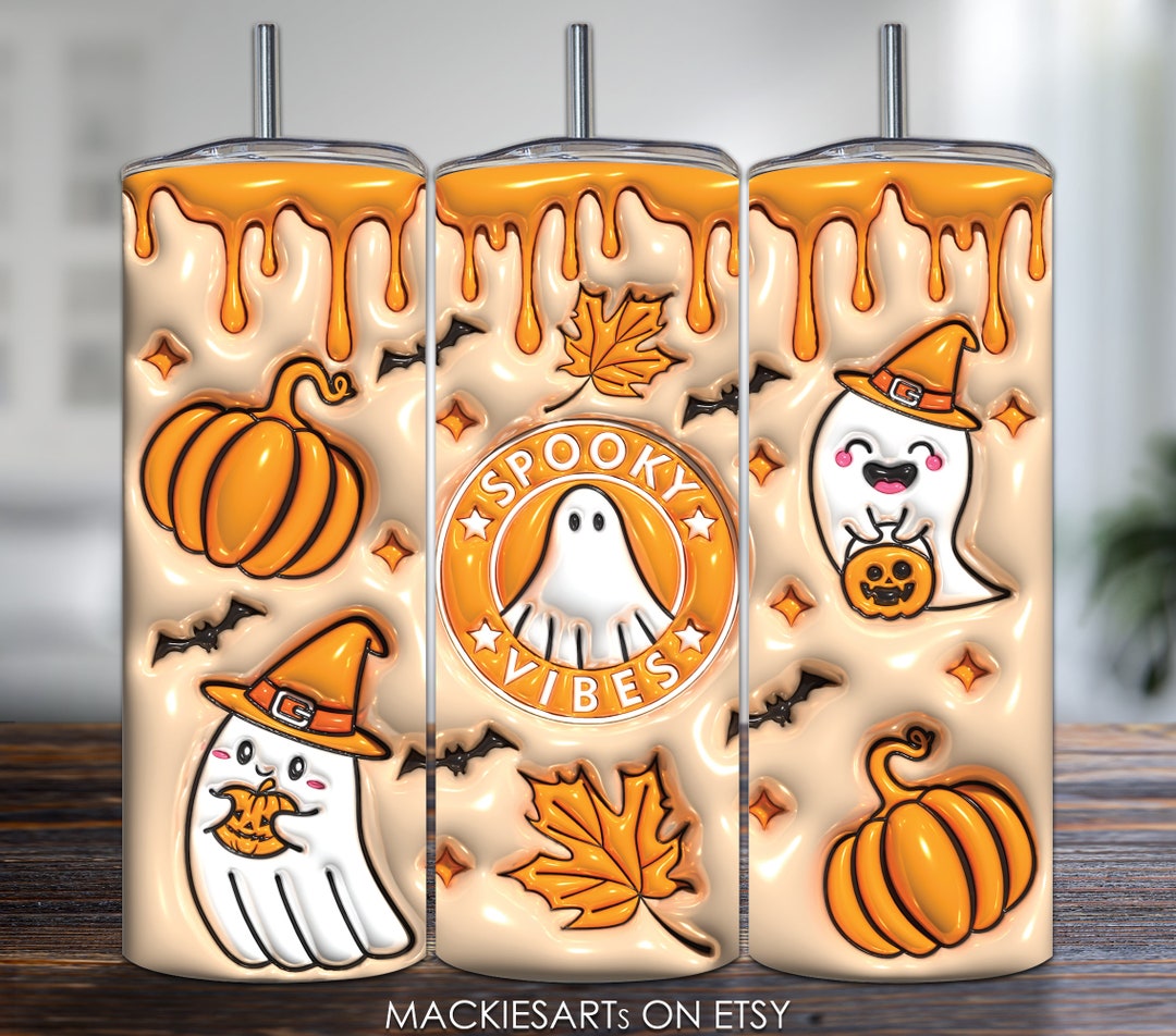 Halloween 3D Inflated 20oz Skinny Tumbler, 3D Bubble Puff Sublimation ...