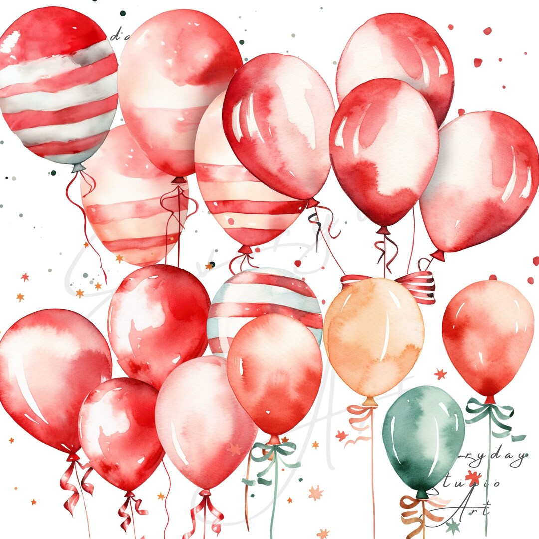 First Birthday Balloon Watercolor Clipart Bundle, Valentine Balloons ...