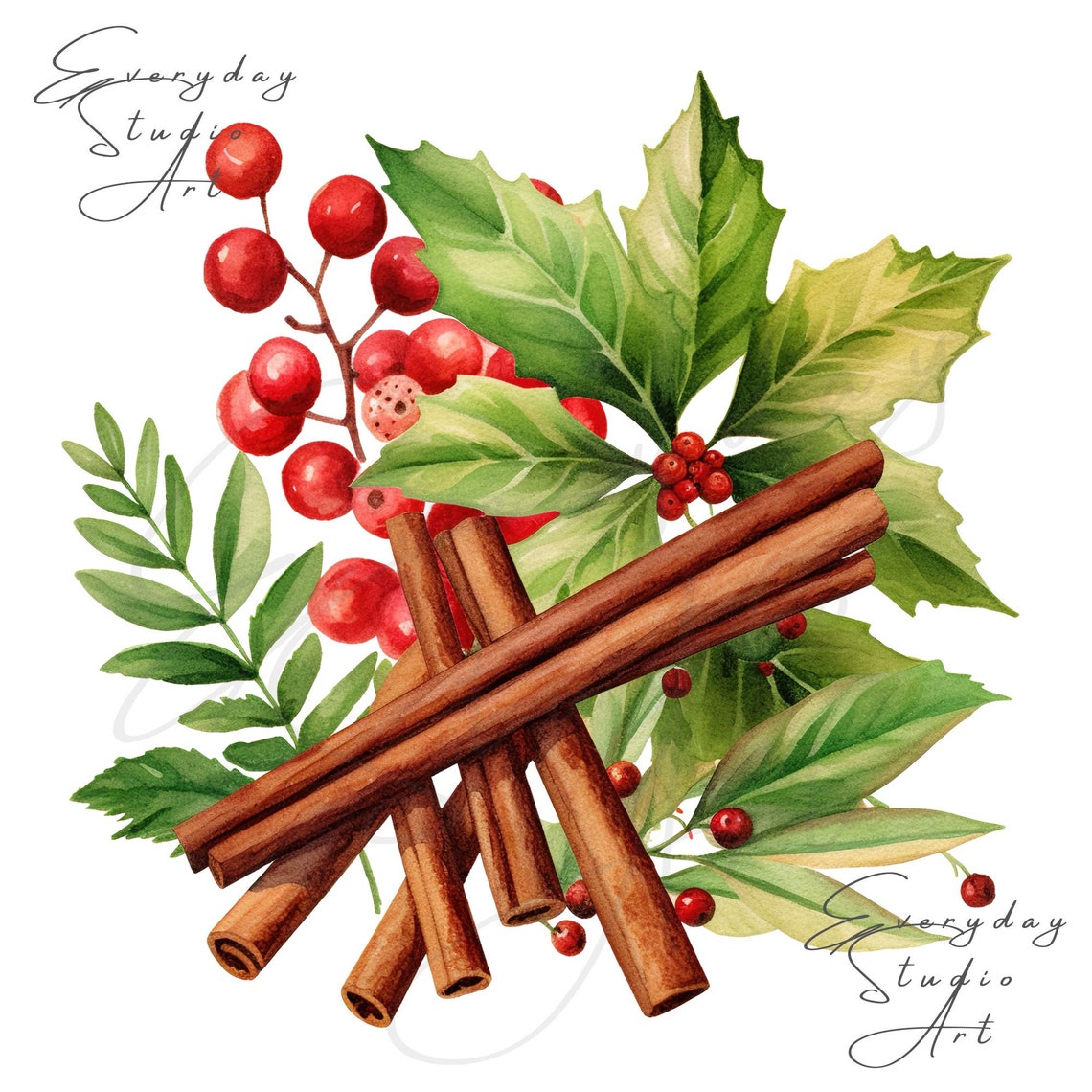 Christmas Potpourri Watercolor Clipart, 8 PNG High Quality, Pot Pourri ...