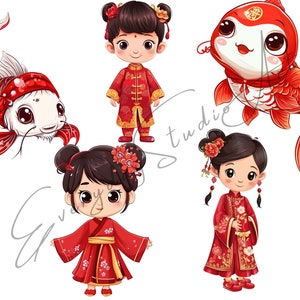 Cute Chinese New Year Clipart, 11 PNG Hight Quality, Digital Download ...