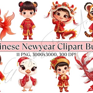 Cute Chinese New Year Clipart, 11 PNG Hight Quality, Digital Download ...