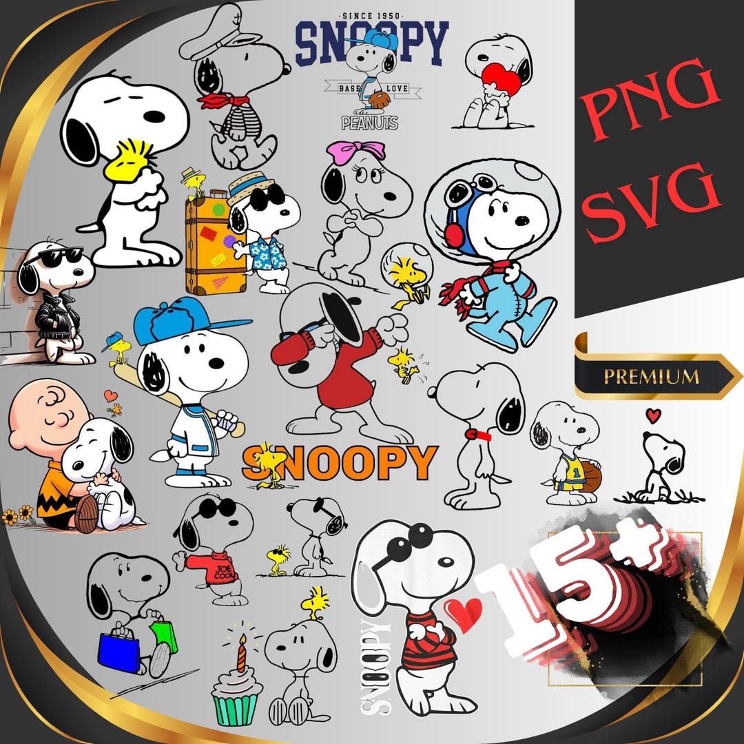 Snoopy Svg Pack, Snoopy Svg, Snoopy Clipart, Charlie Brown Svg, Digital ...