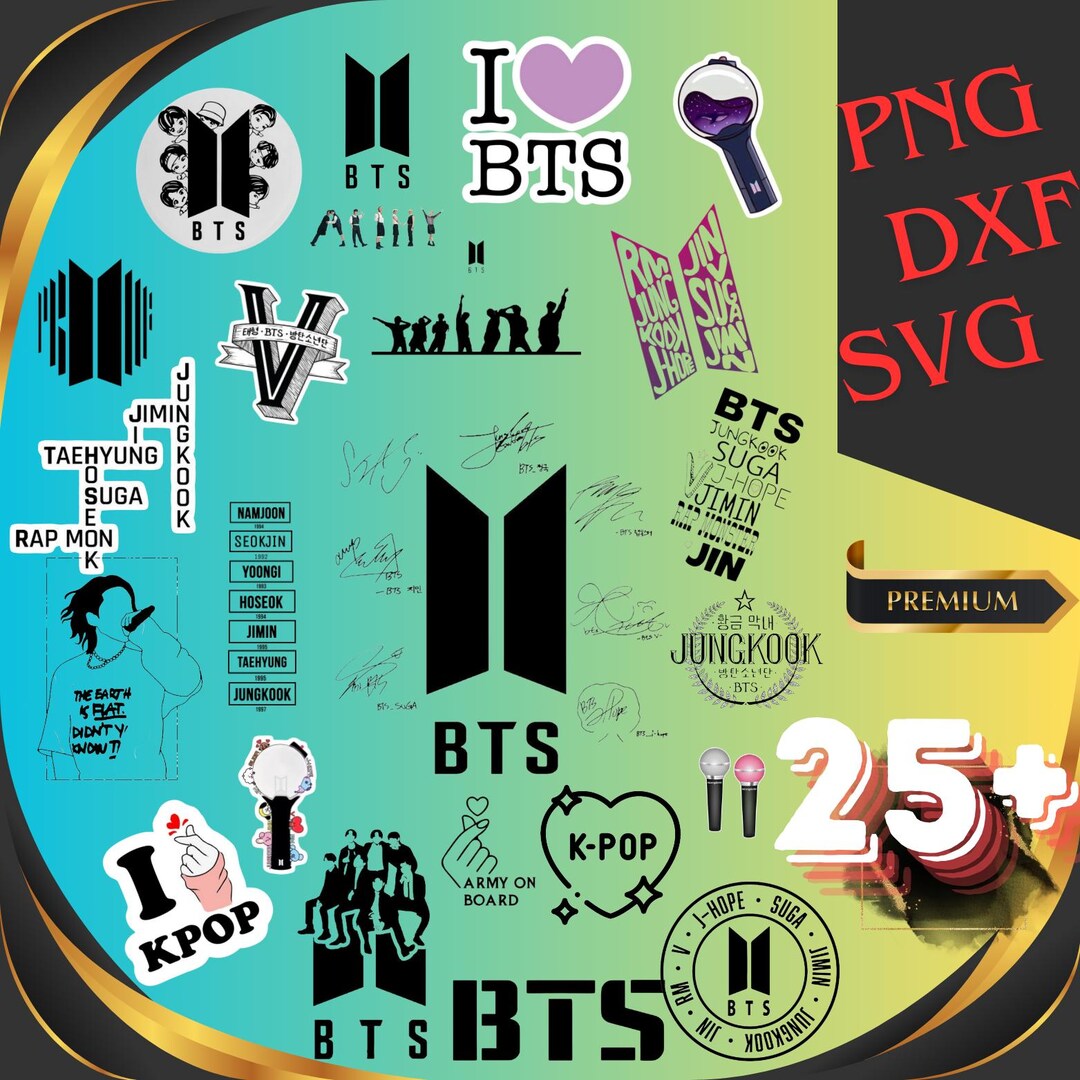 BTS Svg Bundle, Bts Png, Kpop Svg Files for Cricut, Bt21 Svg, T-shirt ...