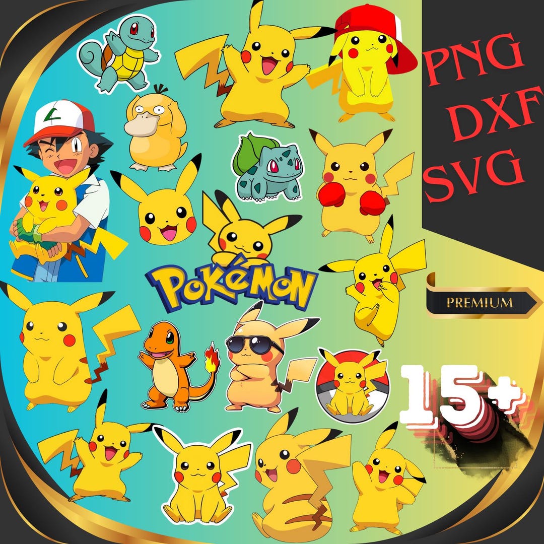 Pokemon SVG Bundle, Pokemon Font Svg, Pikachu Svg Files for Cricut and ...