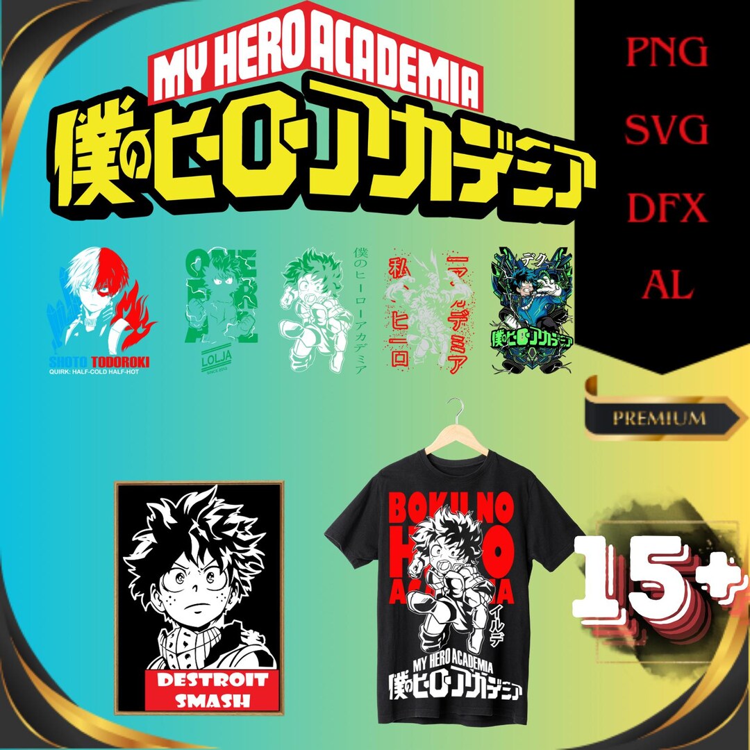 Anime Hero Academia Svg Pack, Digital Download, Instant Anime ...