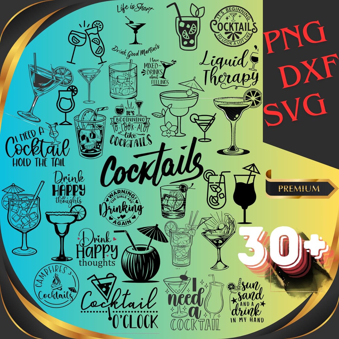 Cocktail SVG Bundle, Cocktail PNG Bundle, Cocktail Clipart, Cocktail ...