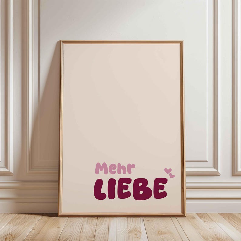 More Love Poster – Minimalist Typography Wall Art – Romantic Heart ...