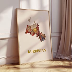 Kurdistan Poster – Kurdish Map, Traditional Art, Kurdish Culture, Wall ...