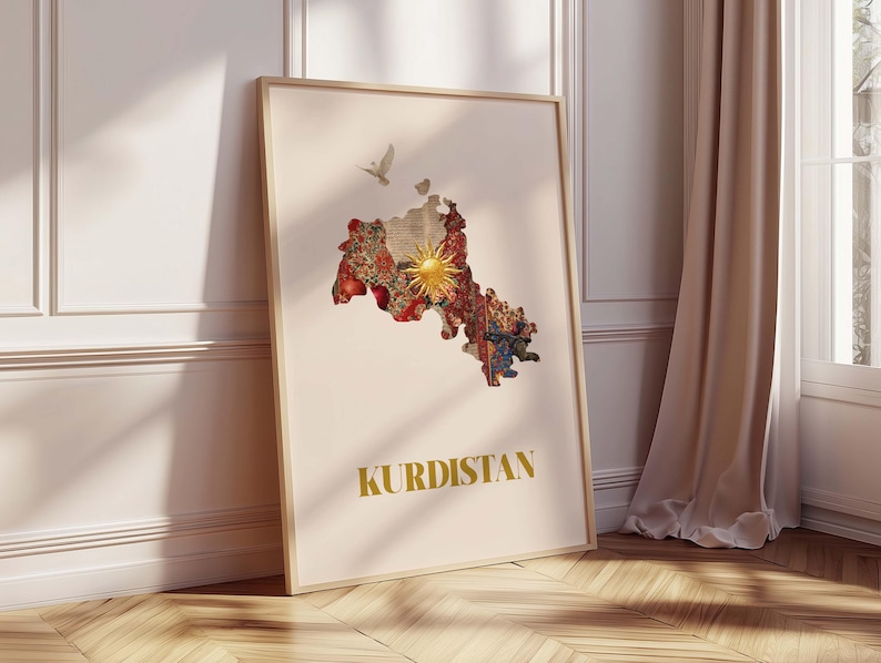 Kurdistan Poster – Kurdish Map, Traditional Art, Kurdish Culture, Wall ...